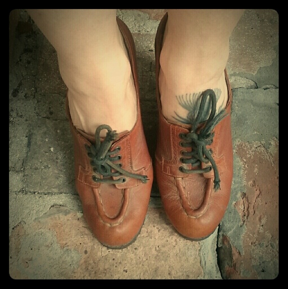 Shoes | Vintage Caramel Colored Leather Platform Shoes | Poshmark